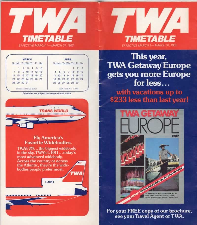 Vintage Airline Timetables and Schedules from Pan Am, TWA, Eastern ...